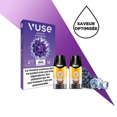 Capsules ePod Raisin Ice - Vuse - Deux capsules de recharge pour ePod ...
