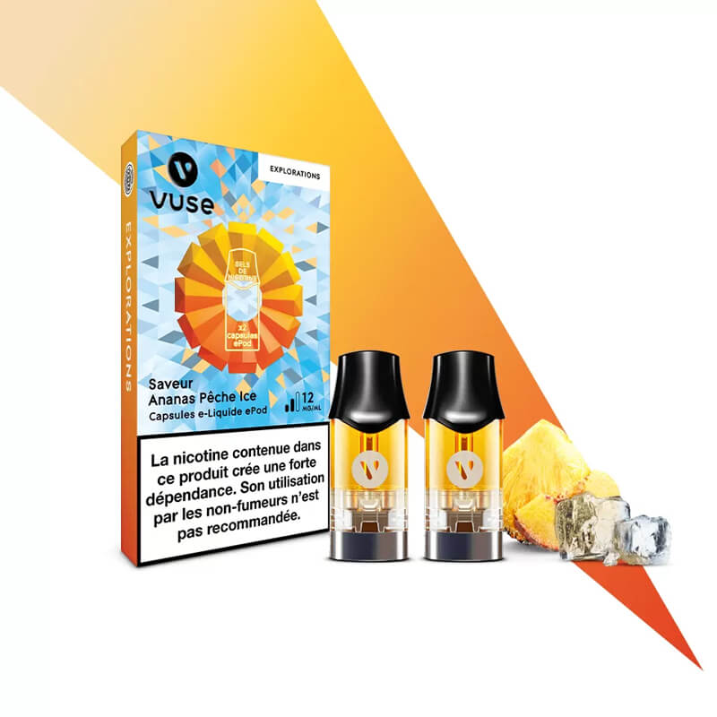 Capsules ePod Ananas Pêche Ice - Vuse - Deux capsules de recharge pour ...